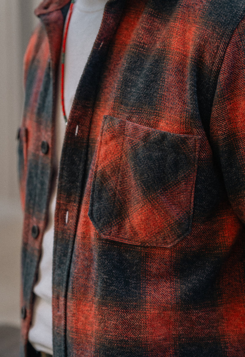 E16 MENS JAPANESE FLANNEL WORKSHIRT RED/BLACK OMBRE | Blackhorse Lane ...