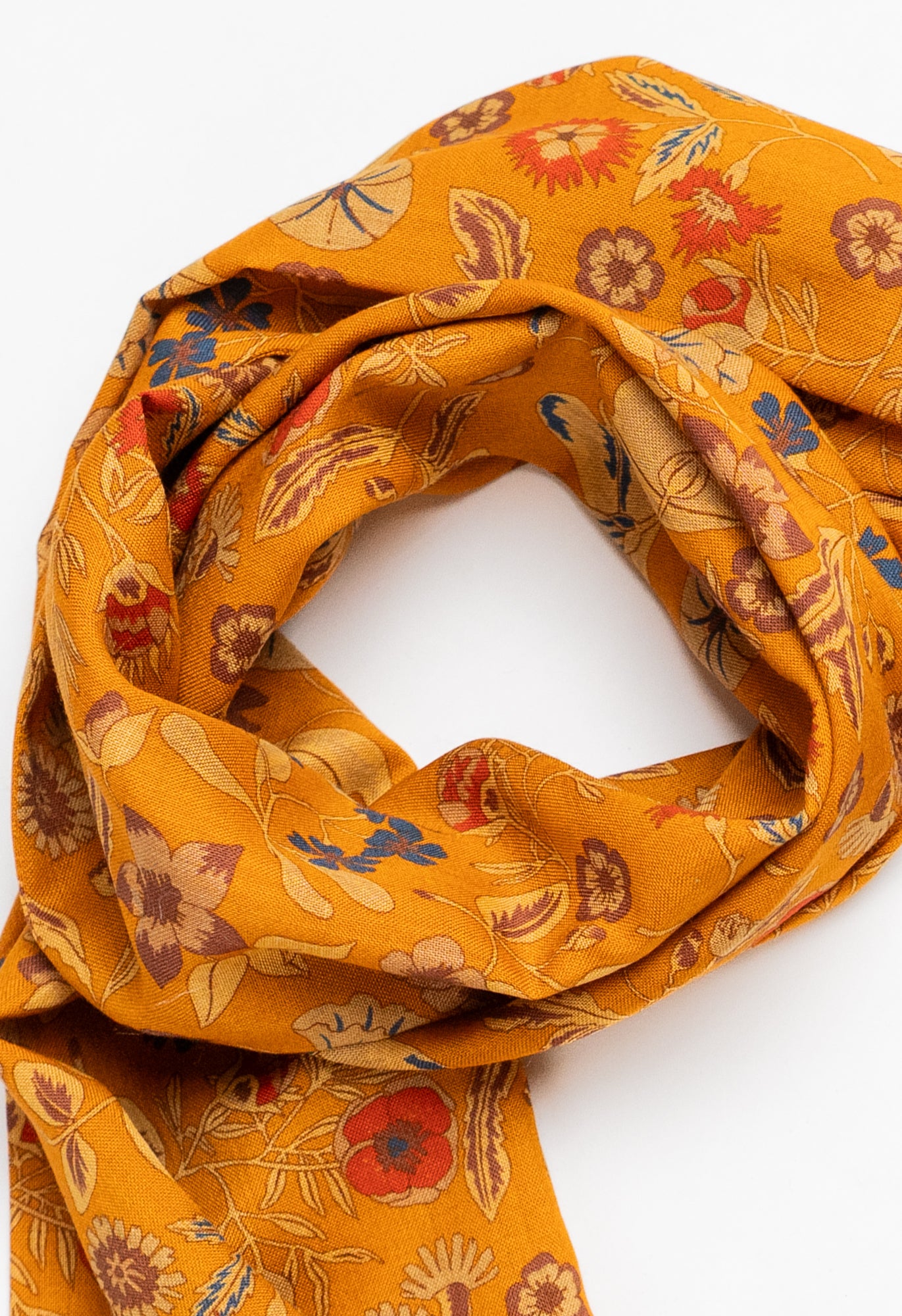 Blackhorse Lane Ateliers Gold Floral Wool Silk Scarf | King's Cross