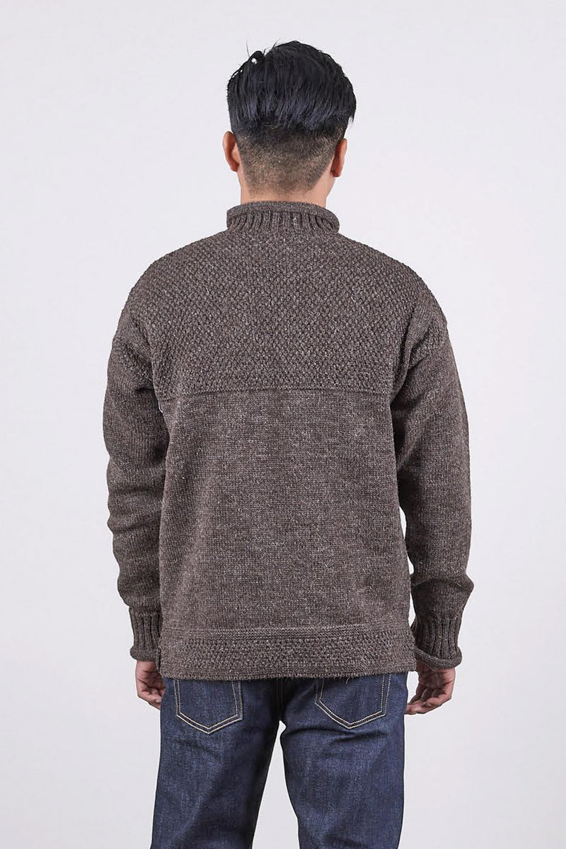 SE28 DARK BROWN BRITISH WOOL GUERNSEY UNISEX SWEATER | Blackhorse Lane ...